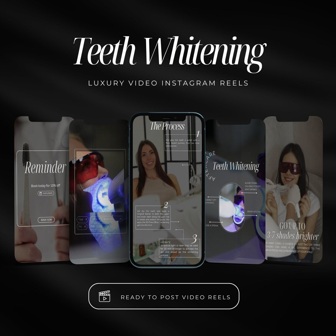 Teeth Whitening Video Reels Instagram Templates | LED Teeth Whitening ...