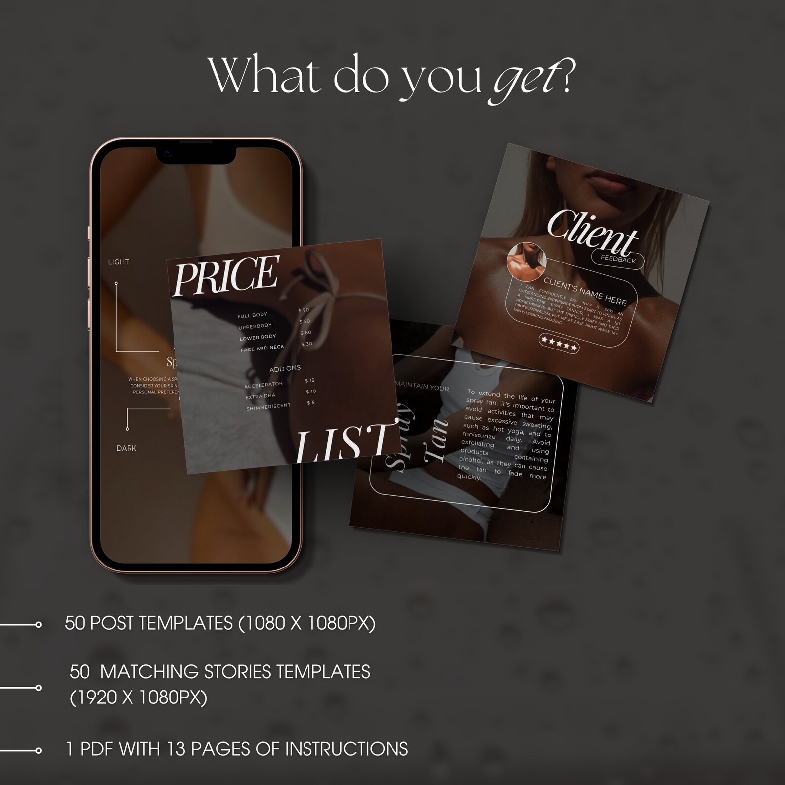 Luxury Spray Tan Instagram Templates Spray Tanning Posts - Etsy