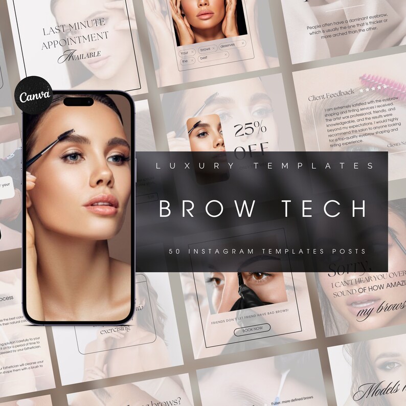 50 Beige Brow Tech Instagram Templates Brow Lamination - Etsy