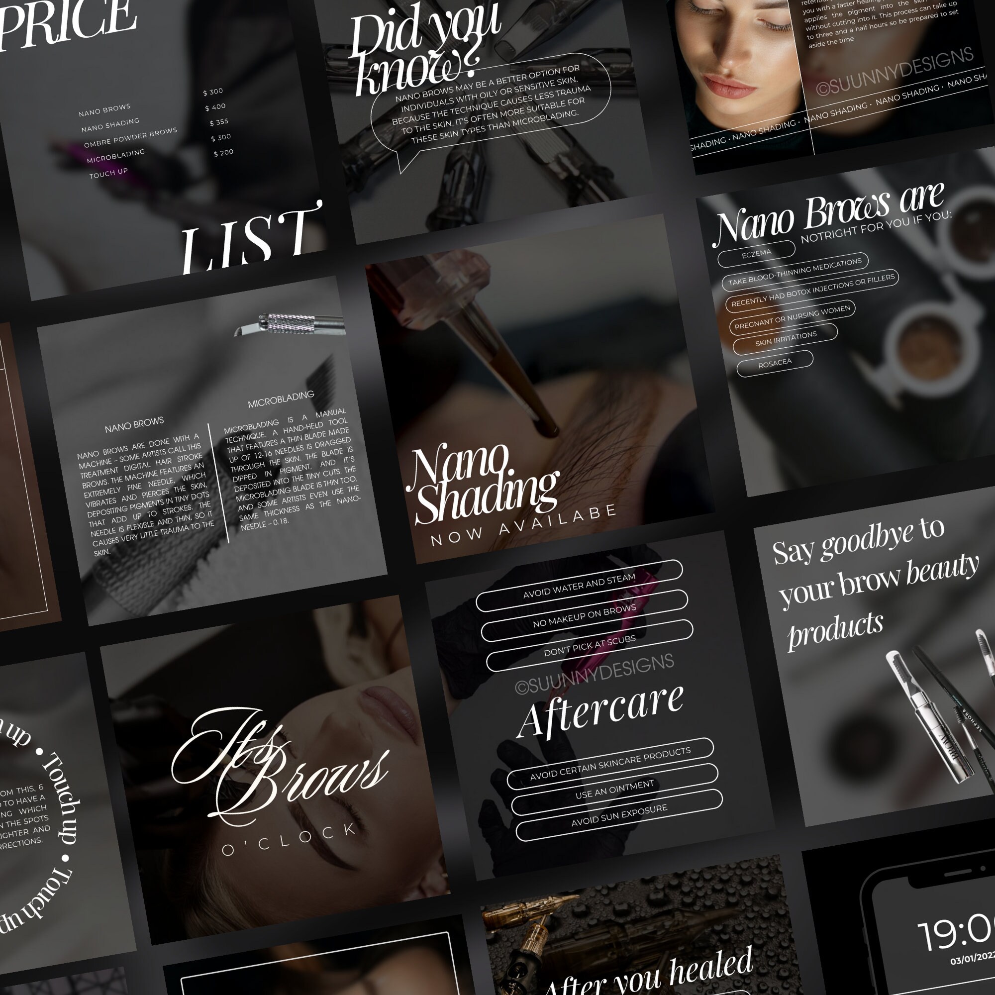 Nano Brows Instagram Template | PMU Instagram Template | Microblading ...