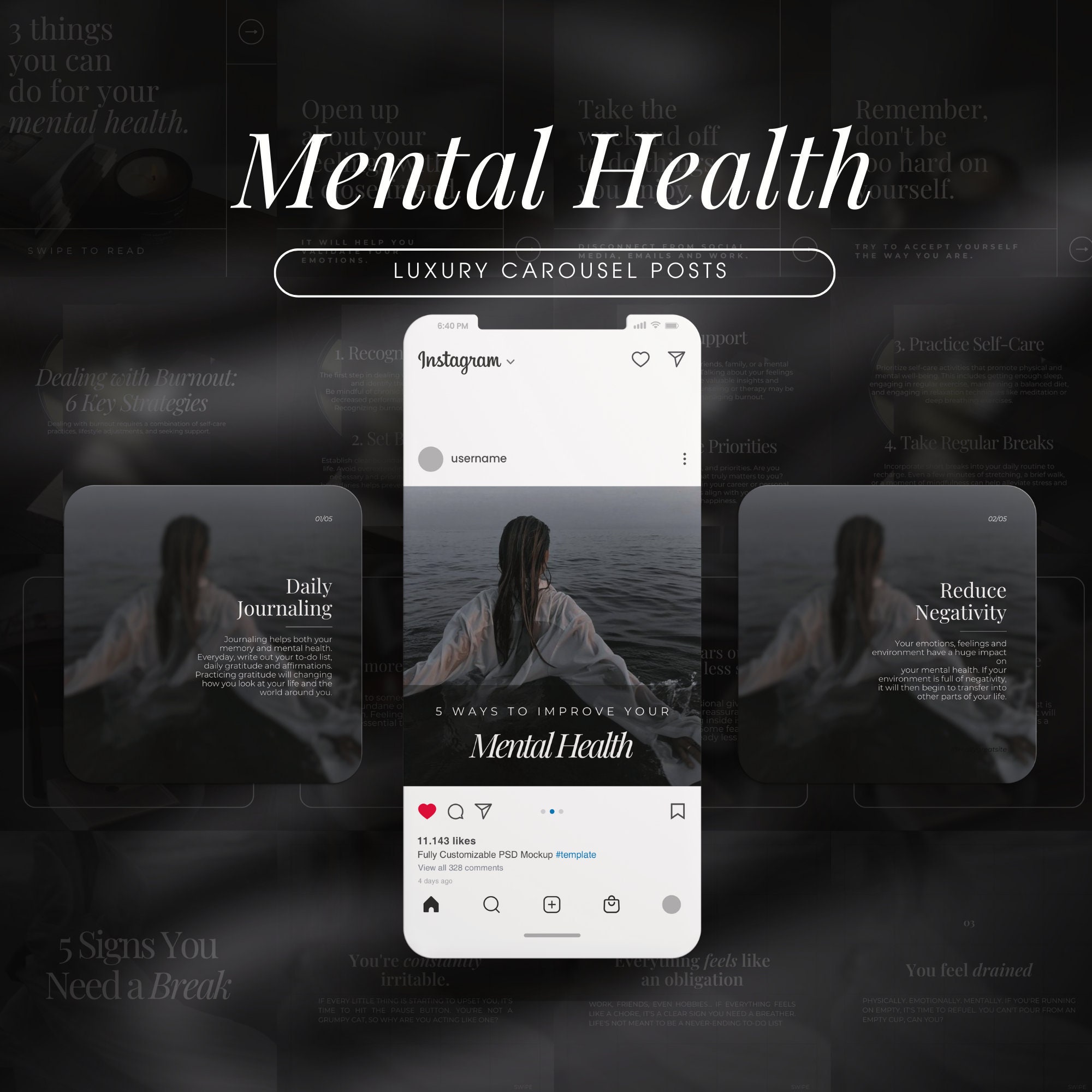 Mental Health Instagram Carousel | Therapist Templates | Psychologist ...