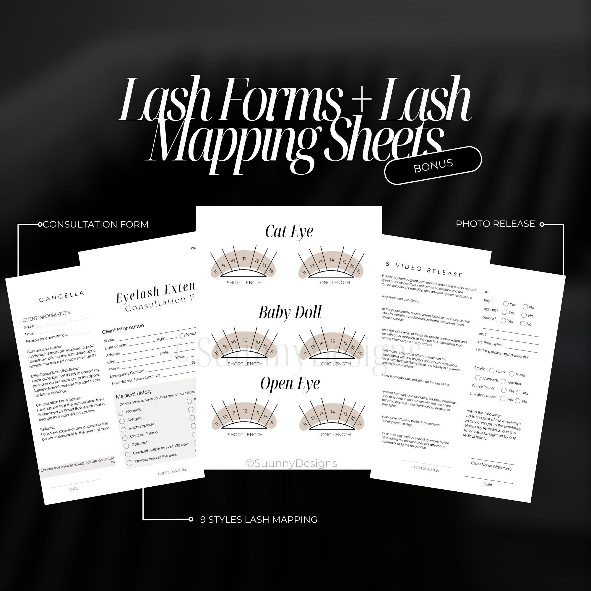 Lash Mapping Editable Guide Lash Mapping Practice Sheets Eyelash Training Manual Lash Maps ...