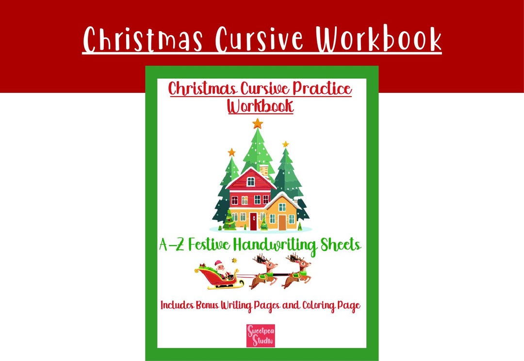 Christmas Cursive Handwriting Workbook. Travel Activity Booklet ...