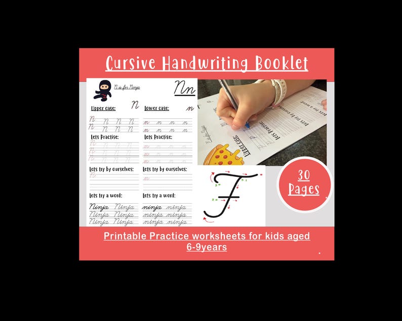 Cursive Handwriting Practice Workbook: Letter Formation (printable PDF ...