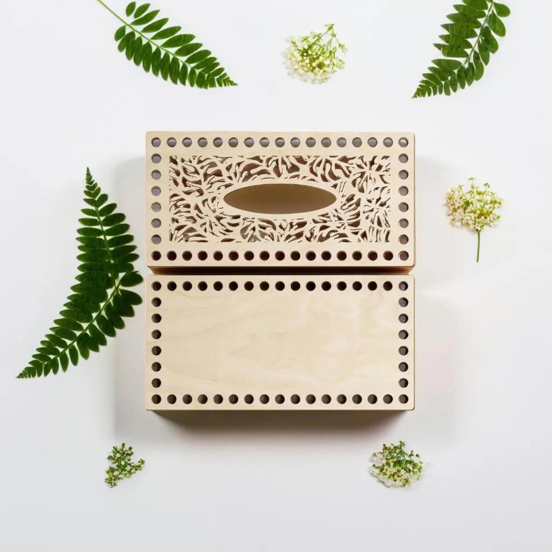 Wooden tissue box 2PCS | Plywood base bottom | Crochet accessories ...