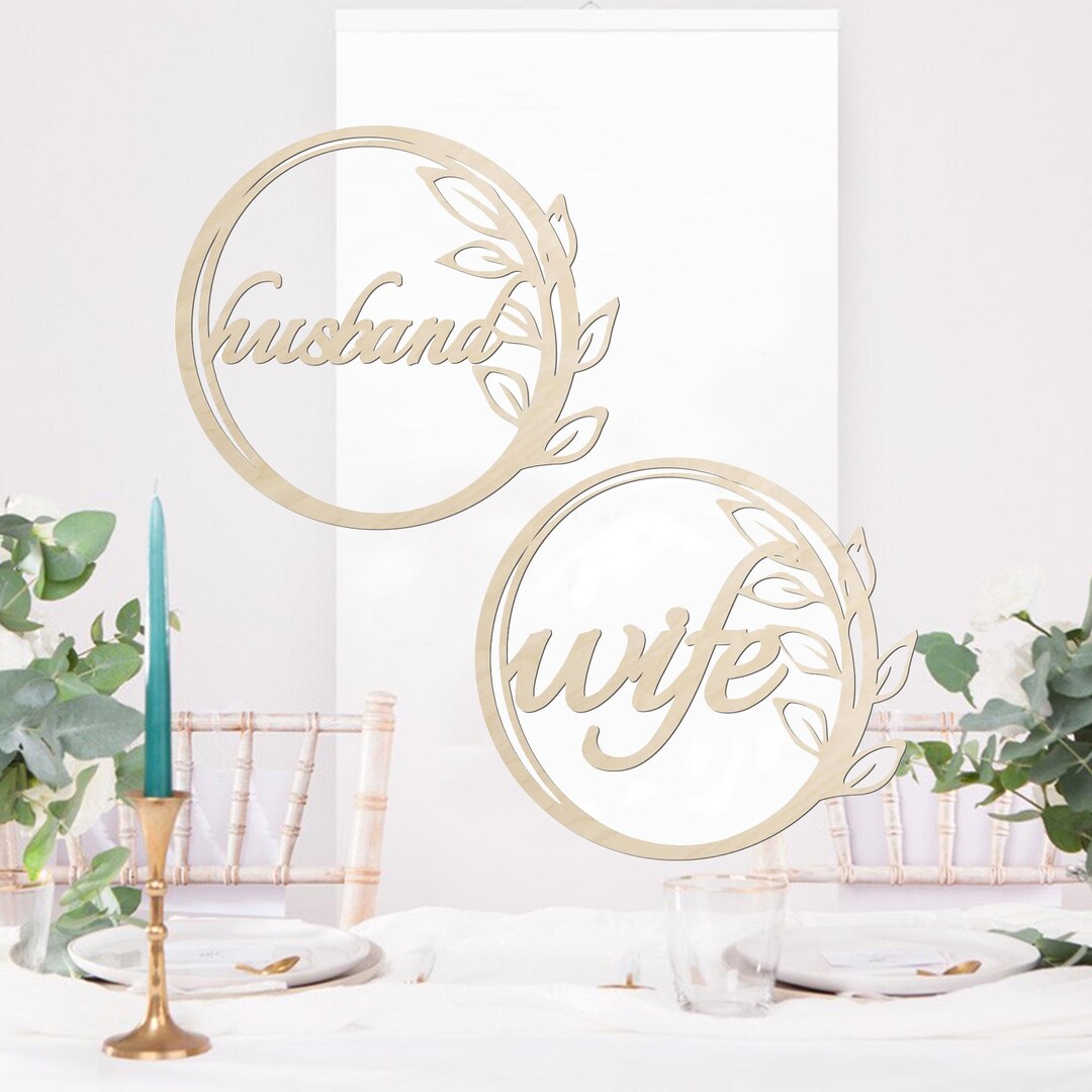 Rustic Wooden Husband Wife Sign in Circle – Wedding Wall Backdrop Decor ...