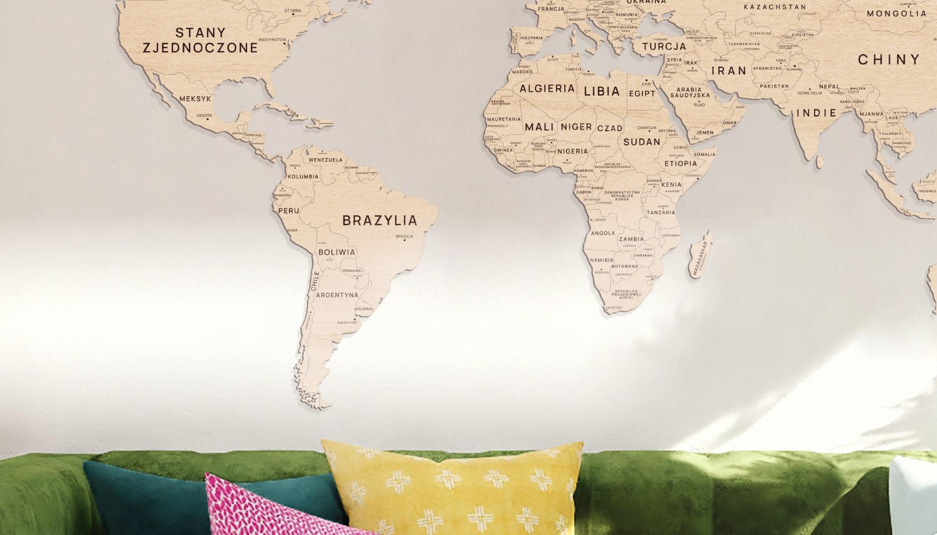 Large World Map for Wall Countries and Capitals 180cm Plywood World Map ...