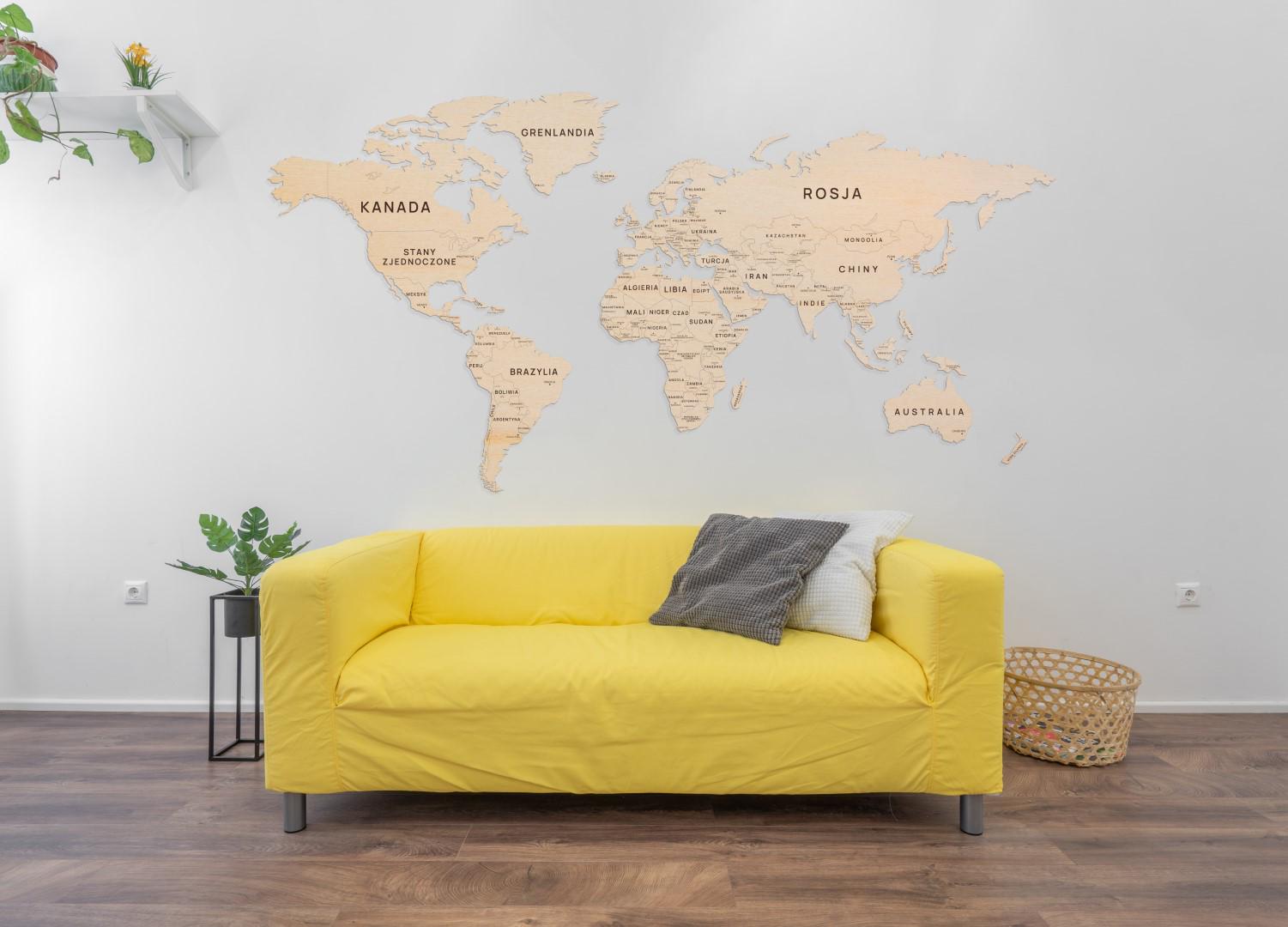 Large Wooden World Map for Wall – Countries & Capitals – 180 Cm ...