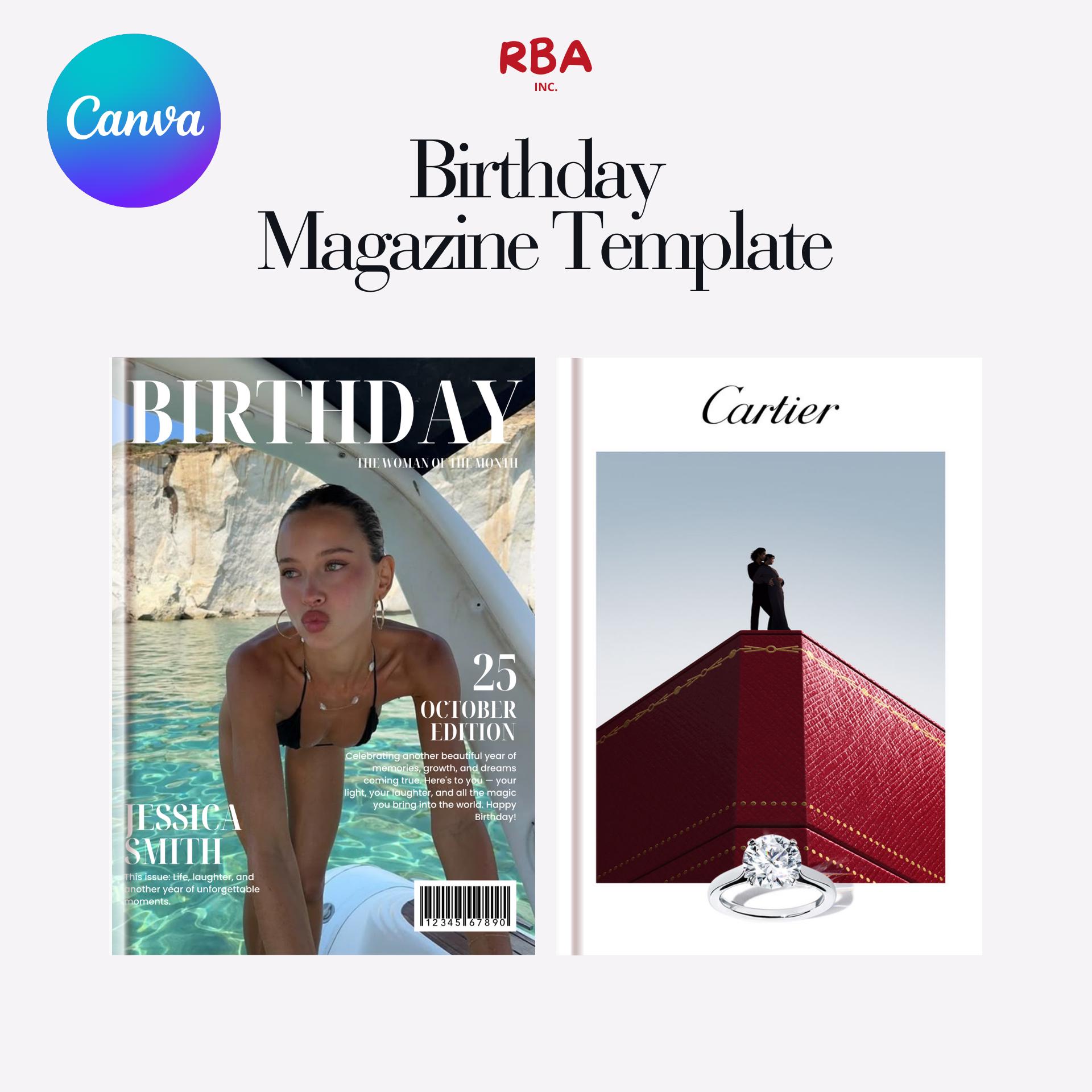 Birthday Magazine Template Editable | Canva Birthday Gift | Printable ...
