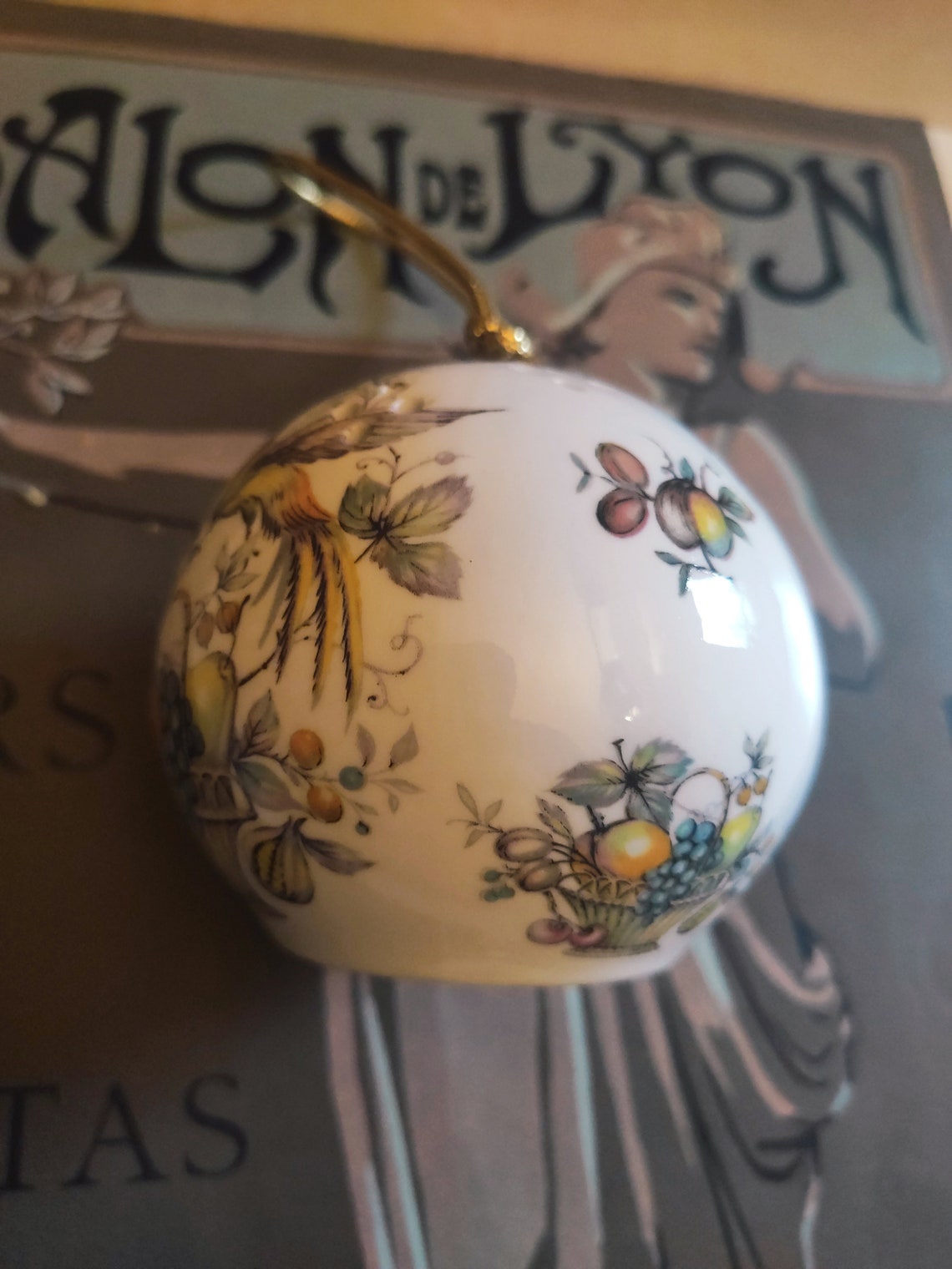 Porcelain Vintage Pomander With Birds and Fruit Still-life - Etsy