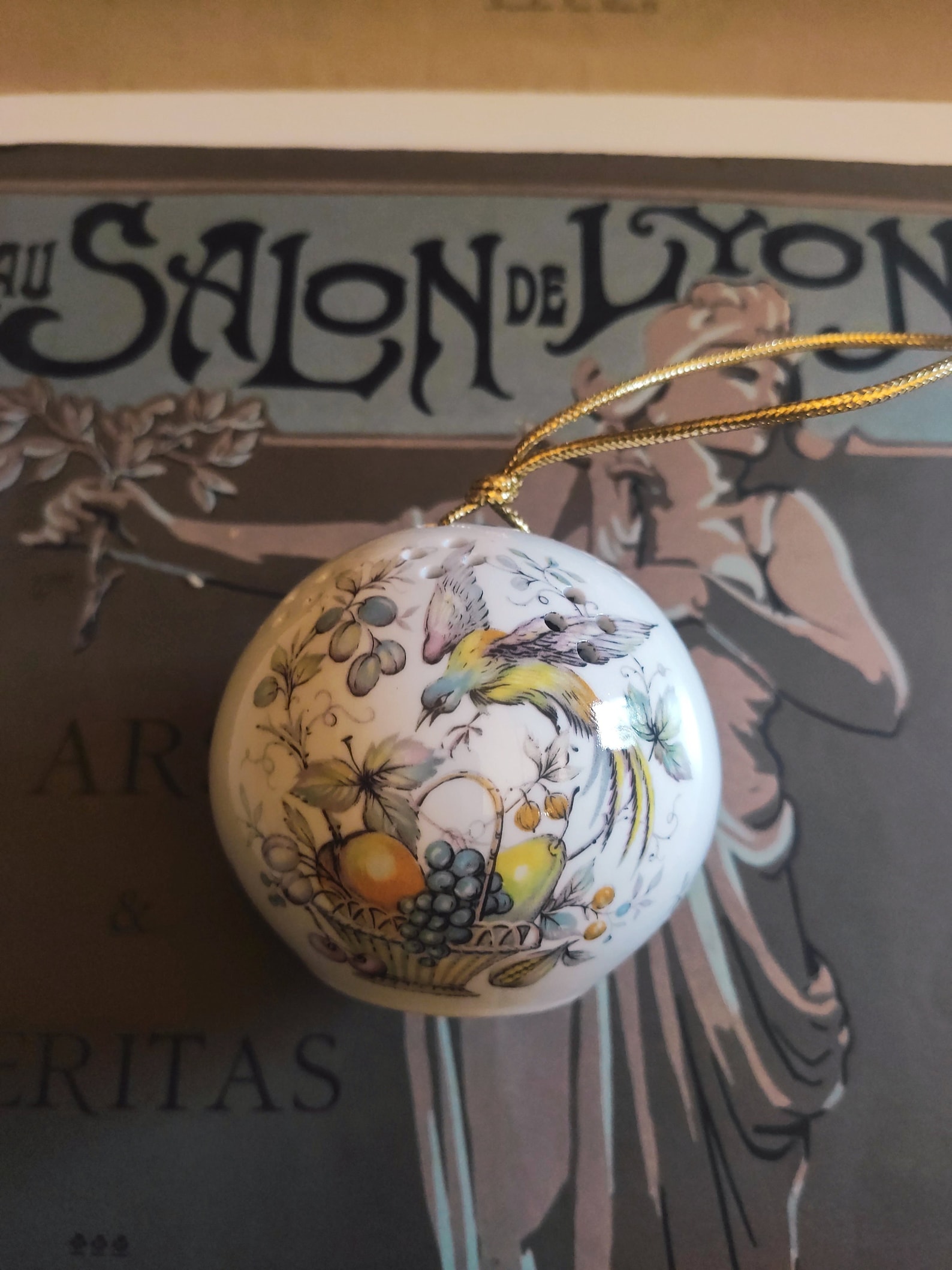 Porcelain Vintage Pomander With Birds and Fruit Still-life - Etsy