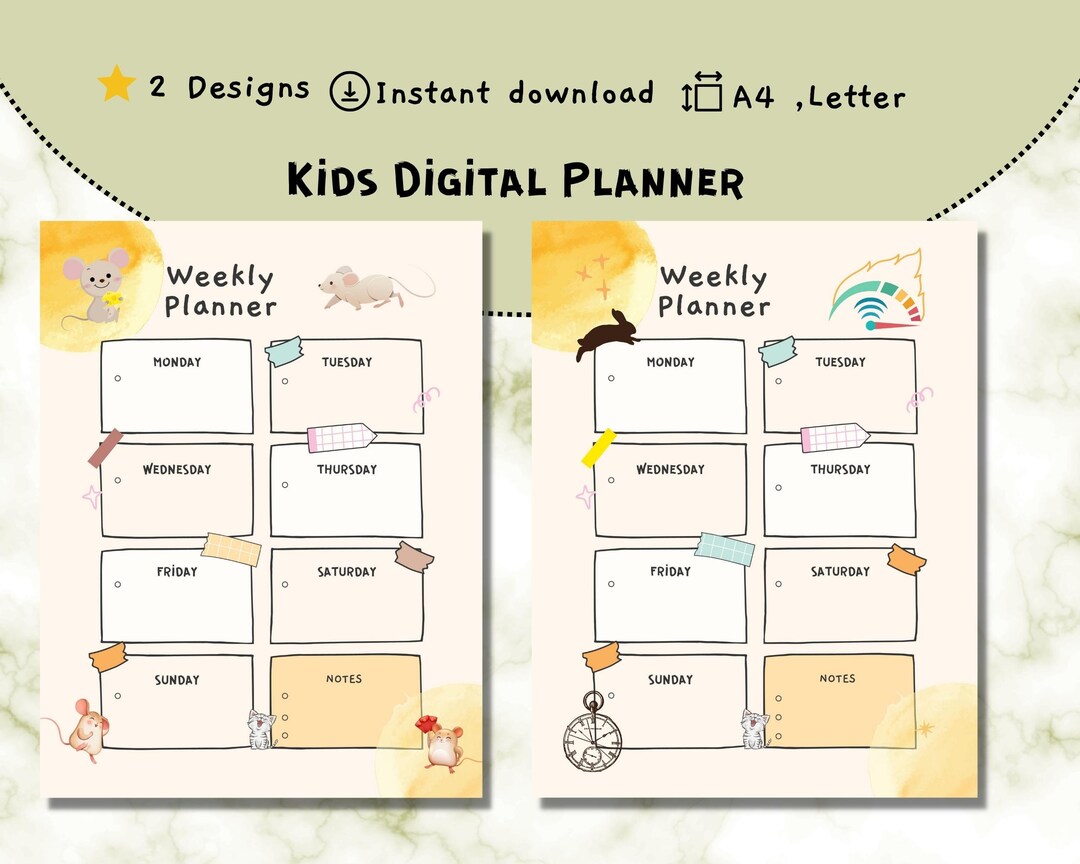 Kids Weekly Planner Kids Planner Printable Planner Printable Planner ...