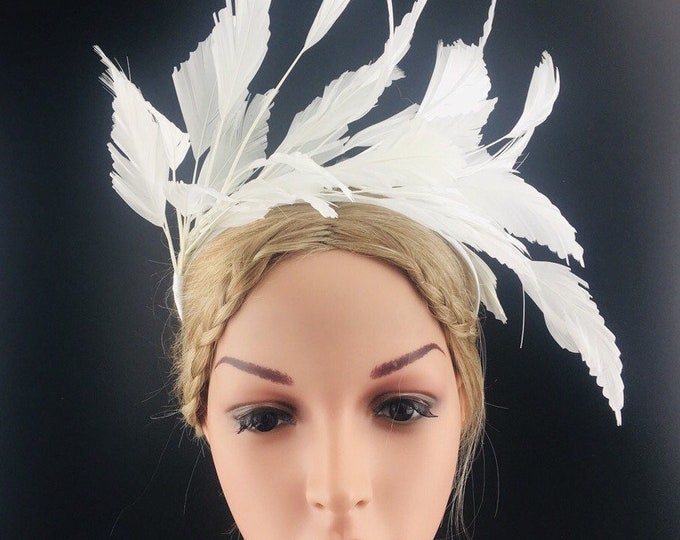 Feather Mohawk/ Headpiece/made TO ORDER/ White Headdress/ Burning Man ...