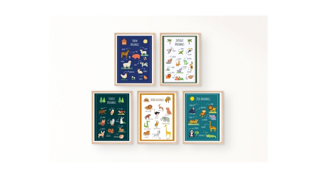 Set of 5 Educational Posters, Farm Animals Poster, Nursery Classroom ...