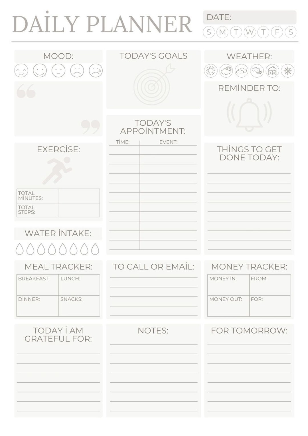 Elegant Customizable & Printable Daily Planner - Etsy