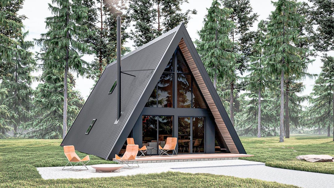 Modern A-frame Cabin Plan, 590 Sq Ft Tiny House (PDF Download) - Etsy