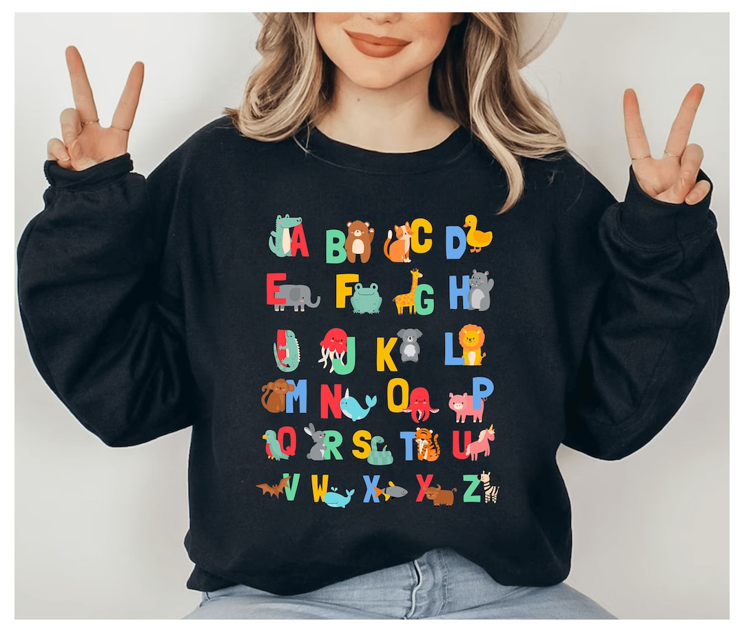Alphabet Sweatshirt, ABC Sweatshirt Animals Alphabet T-shirt ...