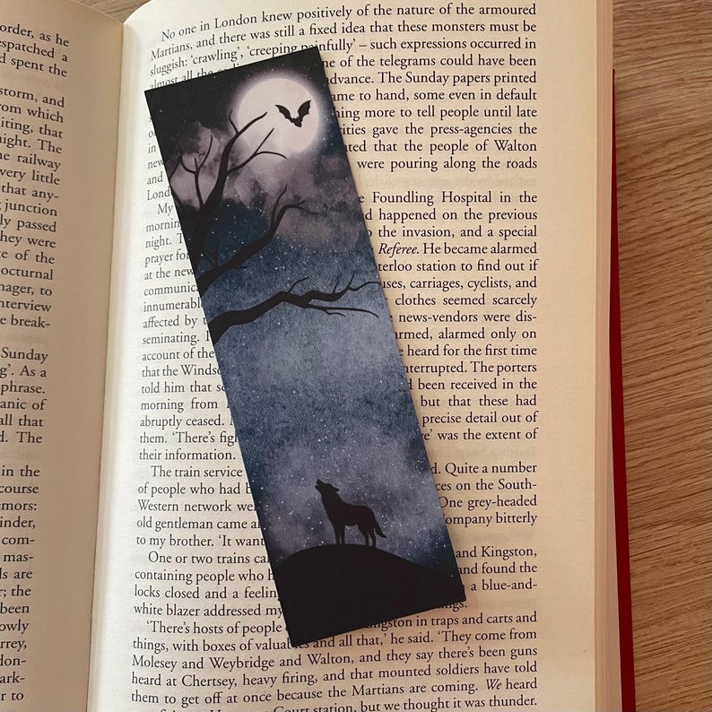 Wolf, Starry Night Laminated Bookmark - Etsy