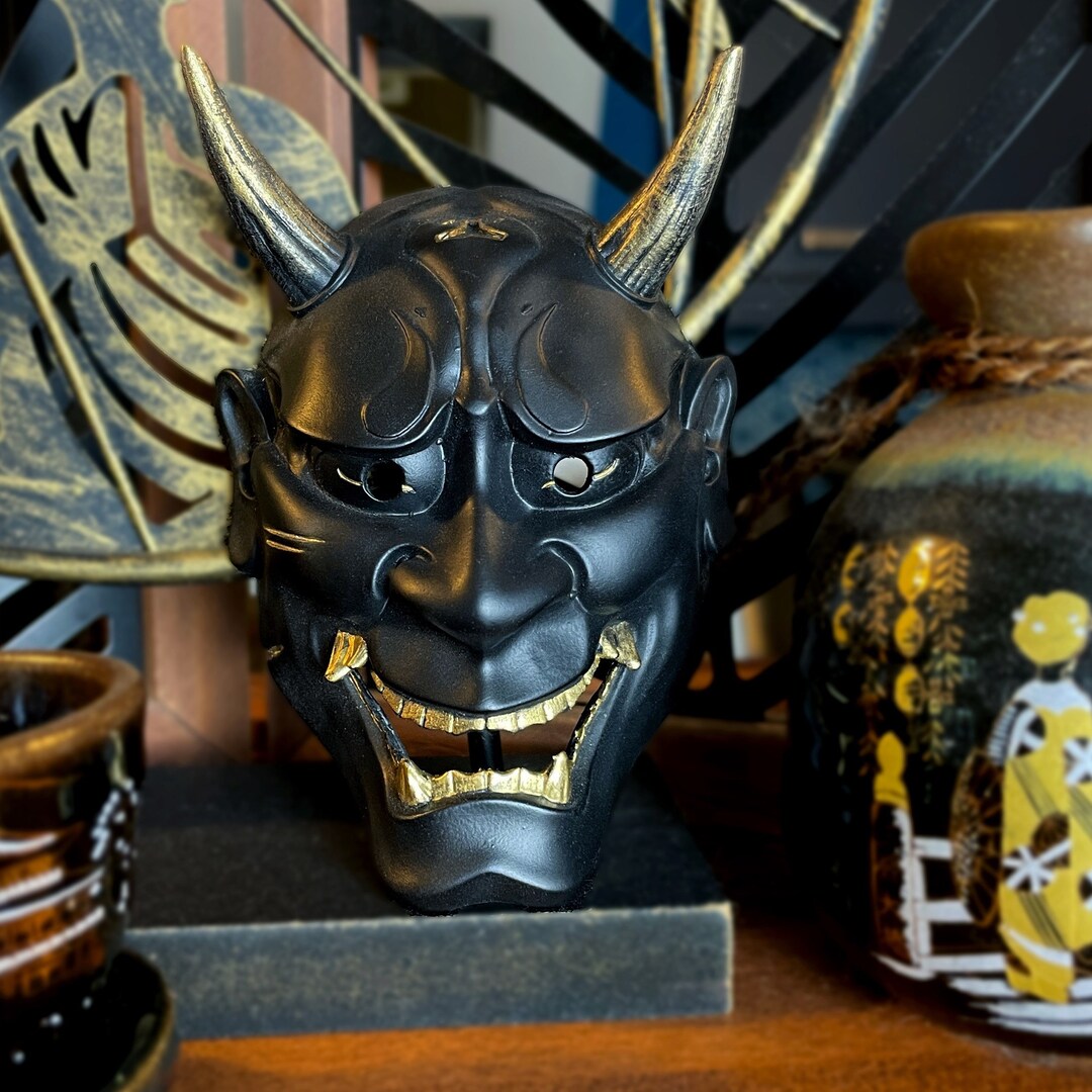 Small Handcrafted Japanese Hannya Masks Black and Gold - Etsy