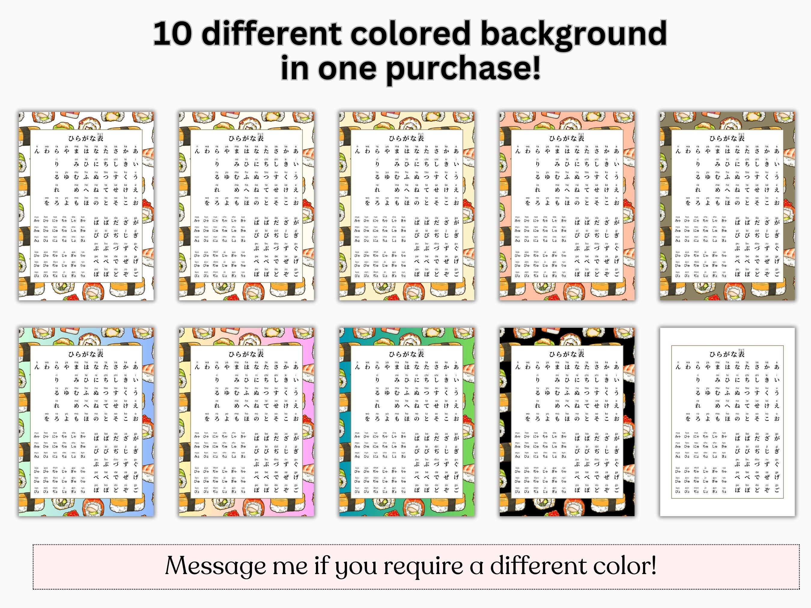 Printable Hiragana Chart for Kids, Japanese Learning, Japanese Alphabet ...