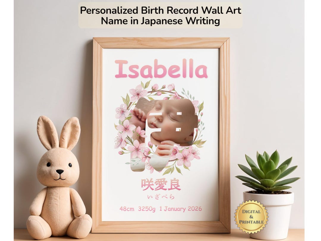 Personalized Baby Name Wall Art, Japanese Kanji, Hiragana, Katakana ...
