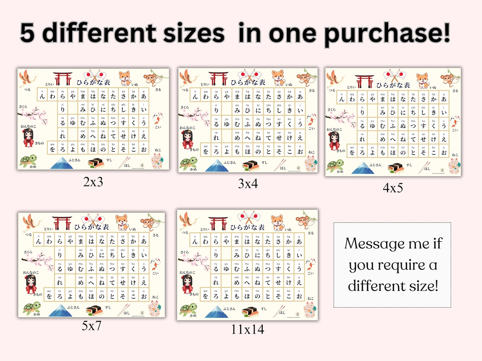 Printable Hiragana Chart for Kids, Japanese Alphabet Poster (instant ...