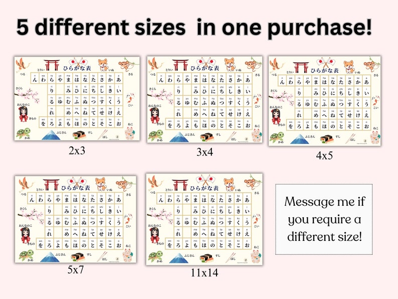 Printable Hiragana Chart for Kids, Japanese Learning, Japanese Alphabet ...