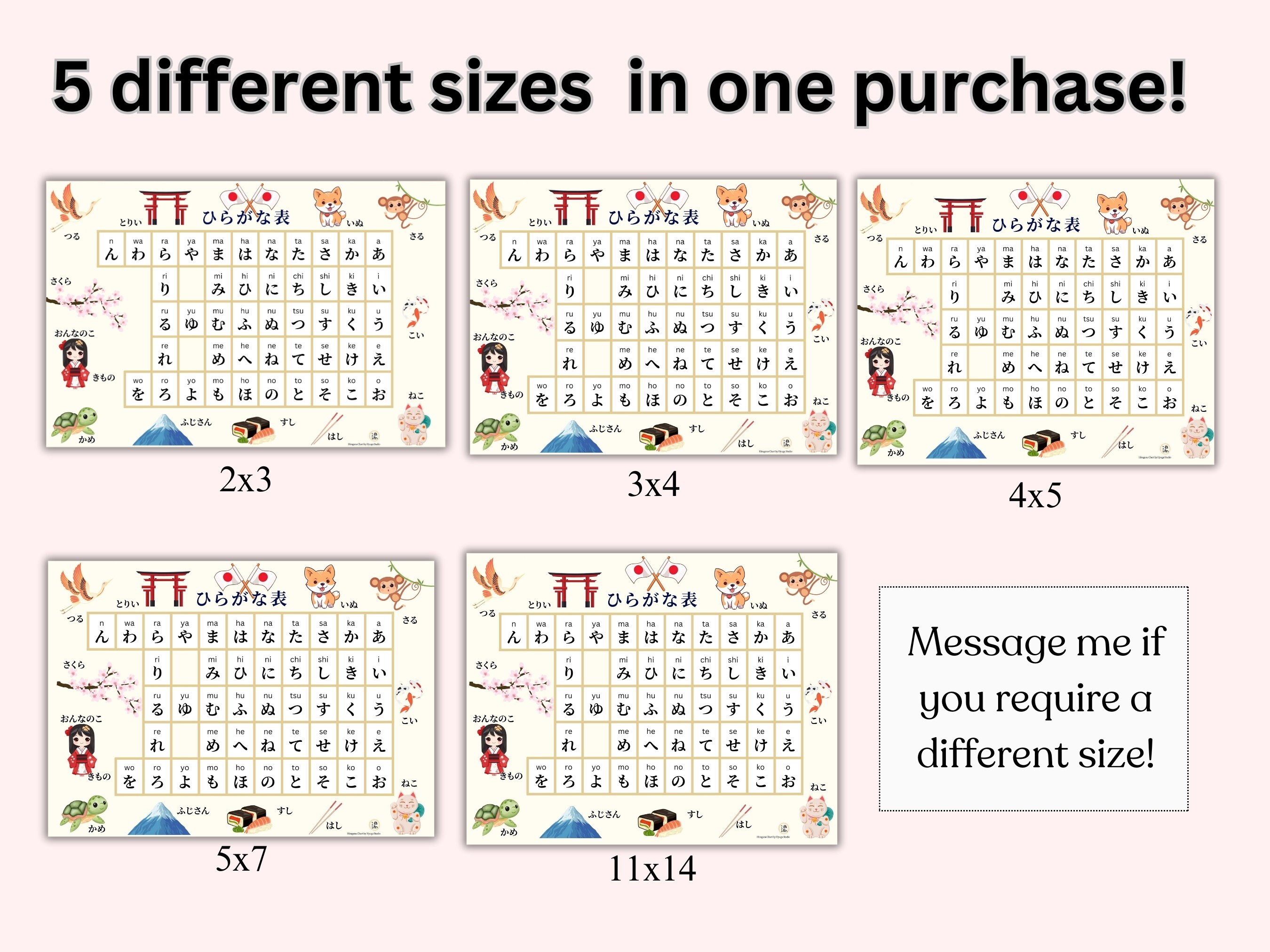 Printable Hiragana Chart for Kids, Japanese Learning, Japanese Alphabet ...