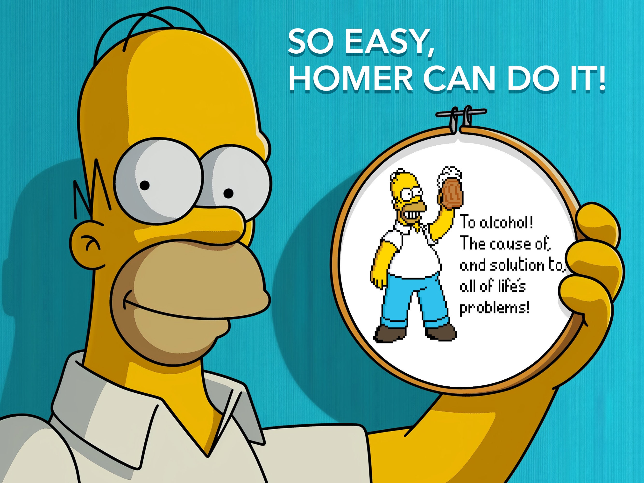 Homer Simpson 'to Alcohol' Cross Stitch Pattern: Funny Meme (PDF ...