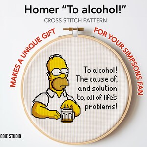 Homer Simpson Beer Quotes Cross Stitch Pattern: Funny Meme DIY (PDF ...