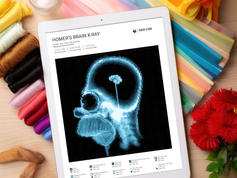 Homer Simpson Brain X-ray Cross Stitch Pattern: Funny Meme (PDF ...