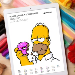 Homer Simpson Eating Donut Cross Stitch Pattern (PDF Download) - Etsy