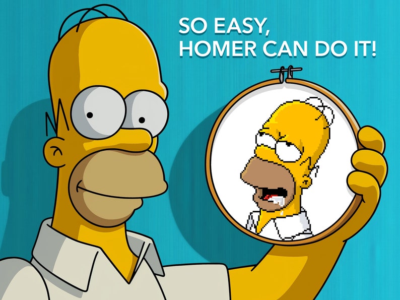 Homer Simpson Drooling Cross Stitch Pattern: Funny Meme DIY (PDF ...
