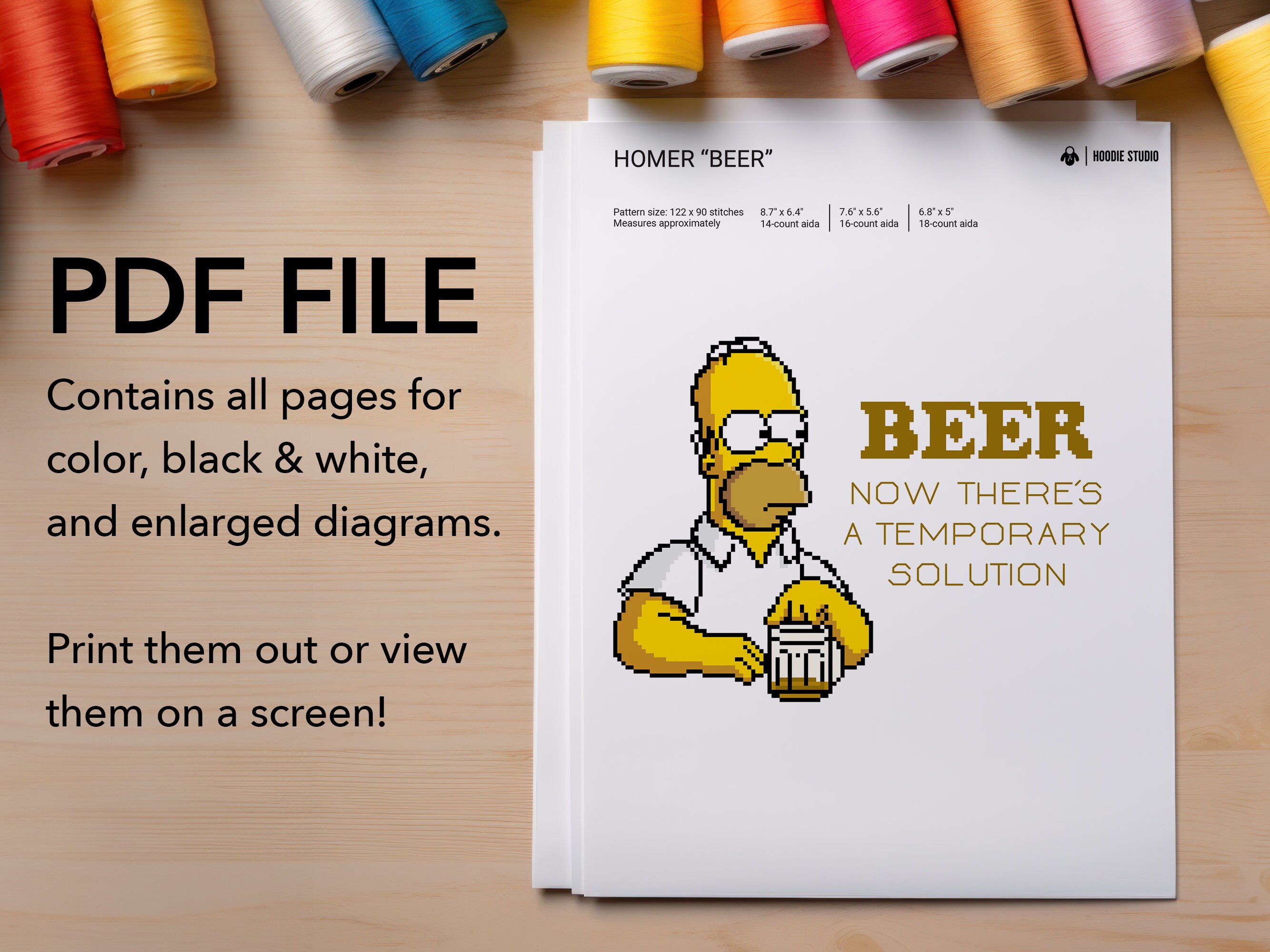 Homer Simpson Beer Quotes Cross Stitch Pattern: Funny Meme DIY (PDF ...