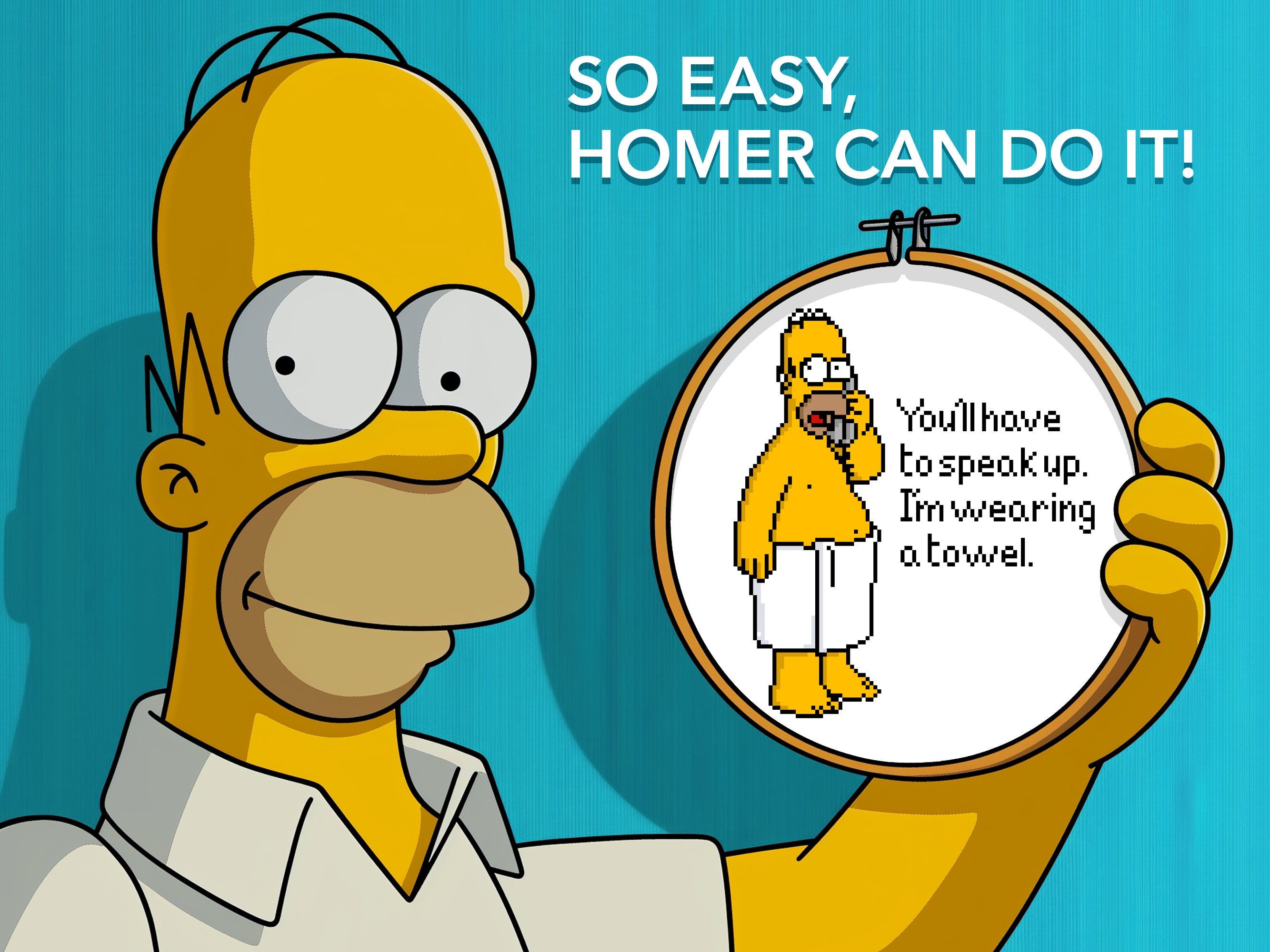 Cross Stitch Pattern: Homer Simpson in a Towel DIY Meme, Fun & Easy ...