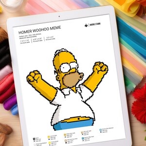 Homer Simpson WOOHOO! Cross Stitch Pattern: Easy DIY Needlework (PDF ...