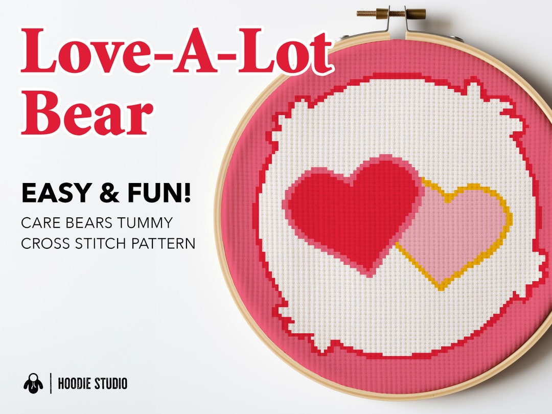 Love-a-lot Bear Tummy Pattern - Care Bears Easy Cross Stitch Design DIY ...