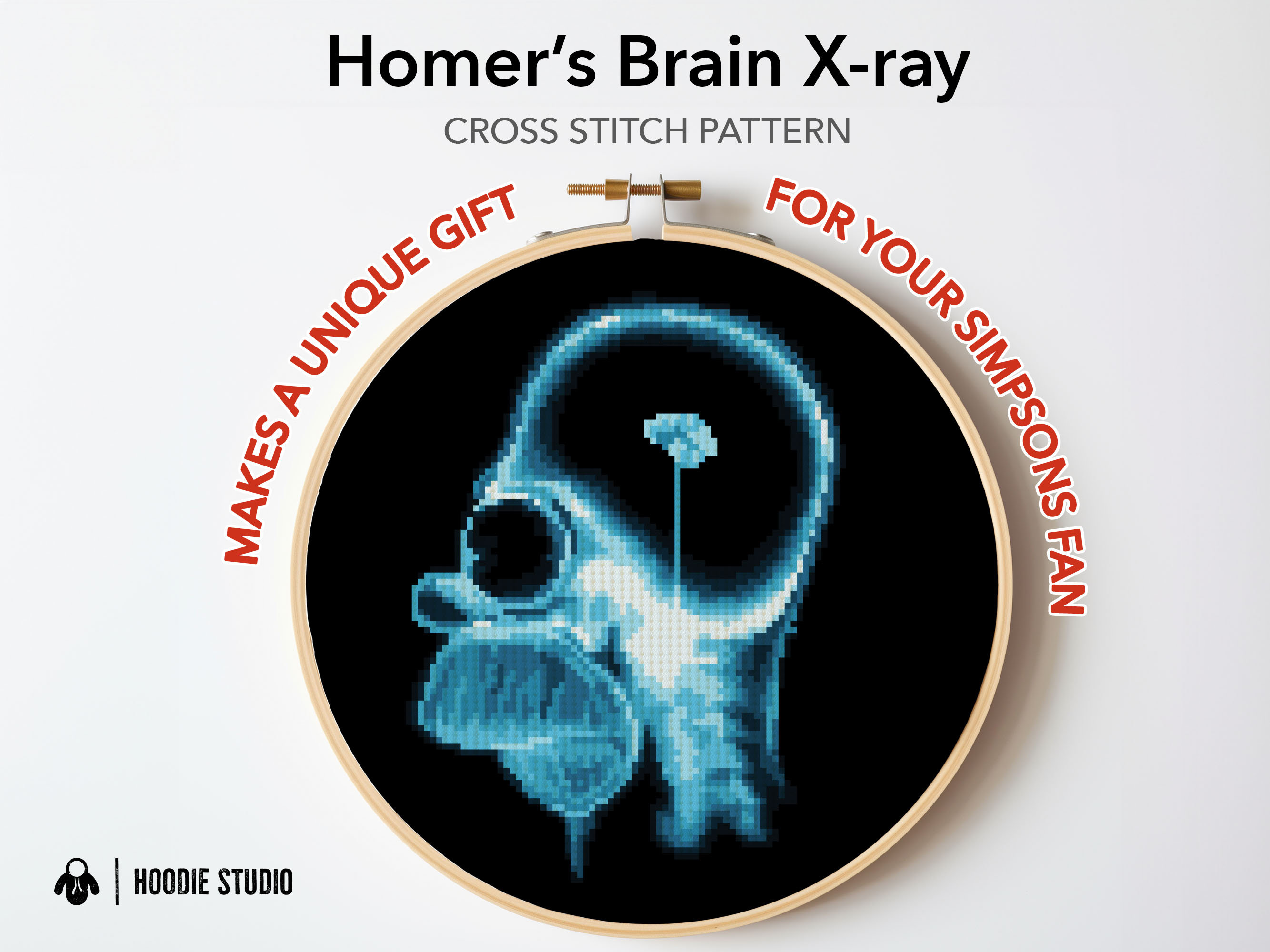 Homer Simpson Brain X-ray Cross Stitch Pattern: Funny Meme (PDF ...