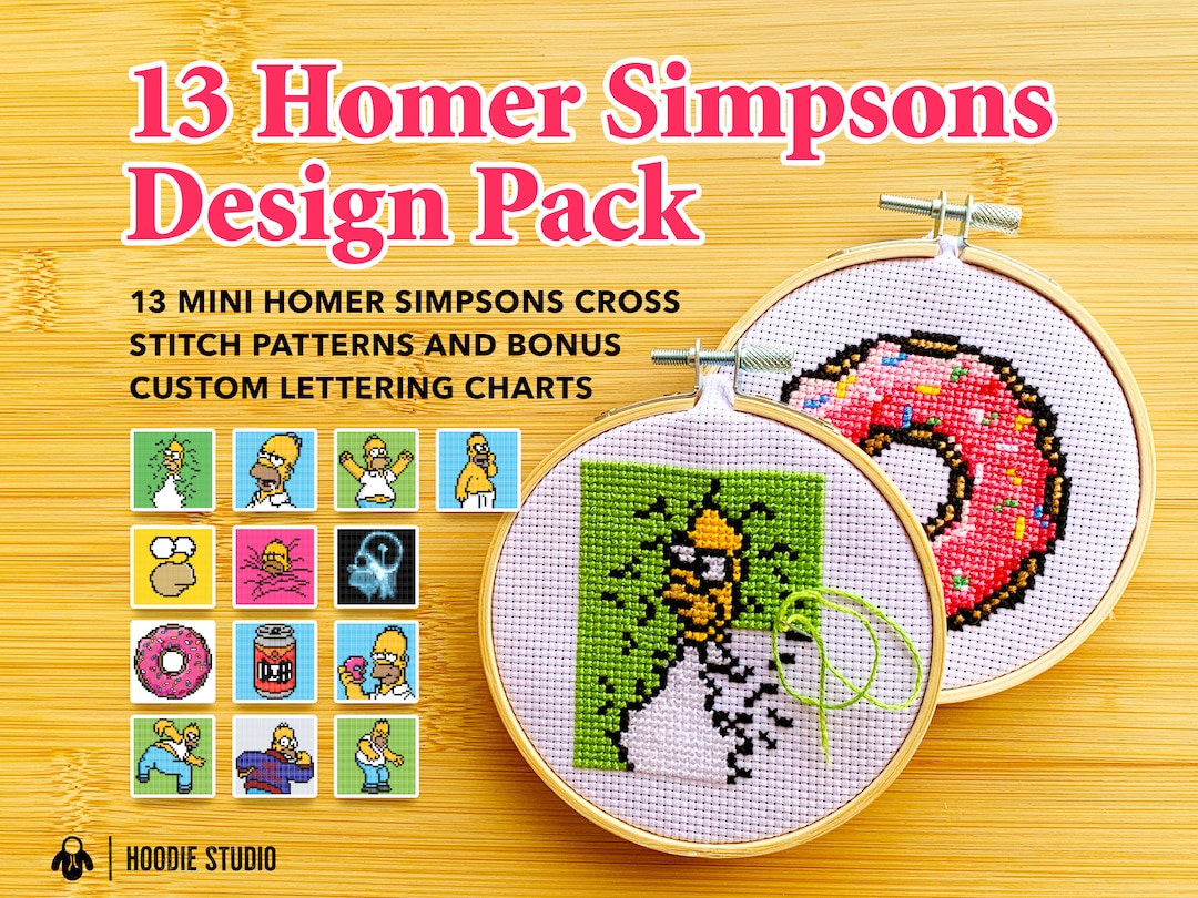 Homer Simpson Cross Stitch Patterns: Funny Meme DIY Embroidery (PDF ...