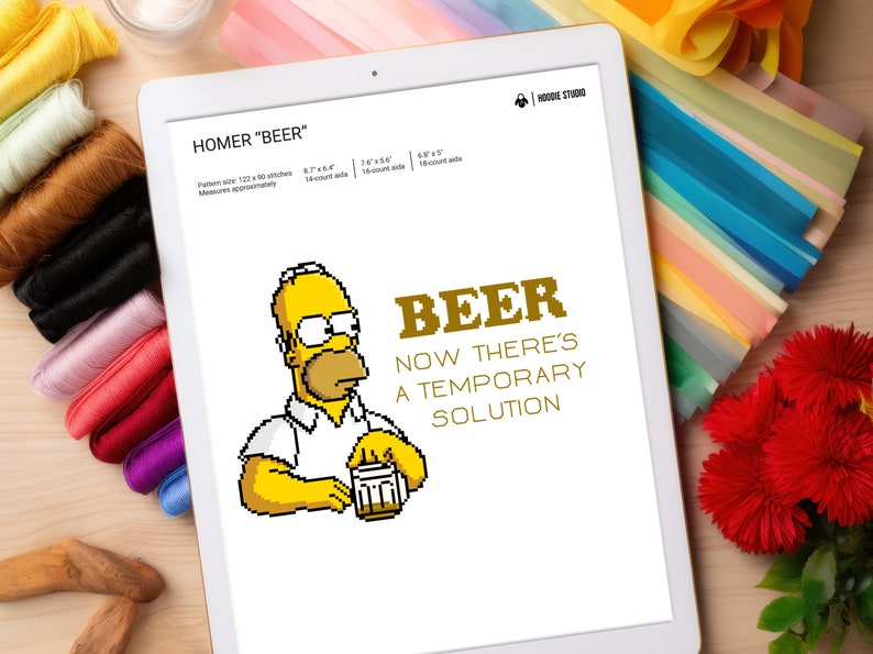 Homer Simpson Beer Quotes Cross Stitch Pattern: Funny Meme DIY (PDF ...