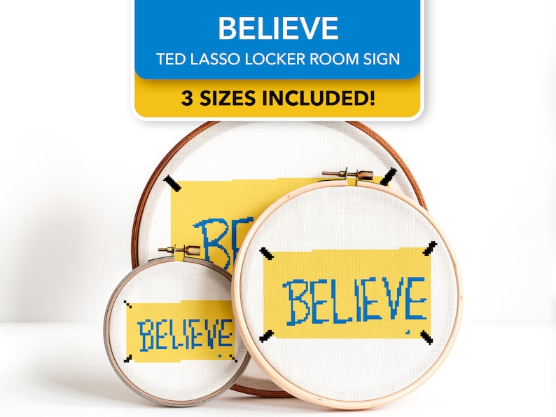 Cross Stitch Pattern believe Locker Room Sign Bundle From Ted Lasso DIY ...