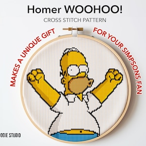 Homer Simpson WOOHOO! Cross Stitch Pattern: Easy DIY Needlework (PDF ...