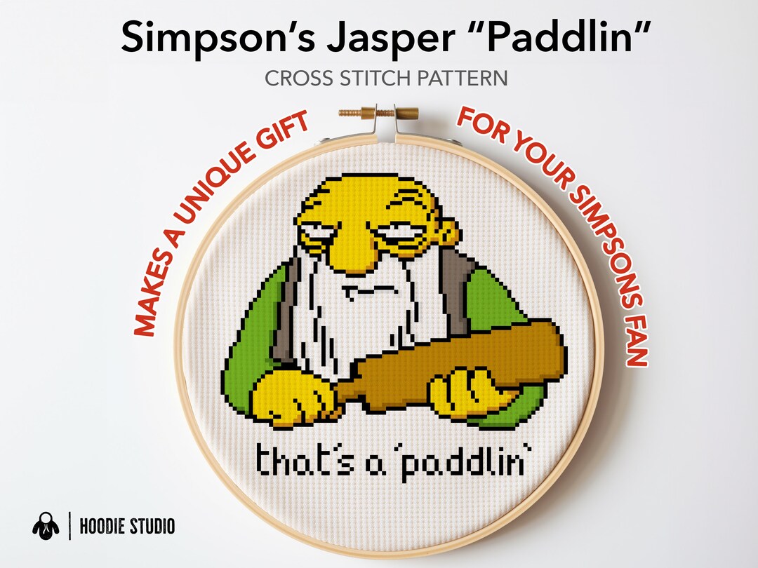 Simpsons Jasper Paddlin' Cross Stitch Pattern: Meme Needlework (PDF ...
