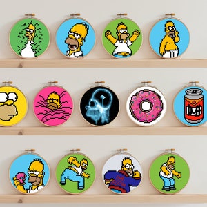 Homer Simpson Memes - 13 Mini Cross Stitch Patterns DIY Embroidery PDF ...