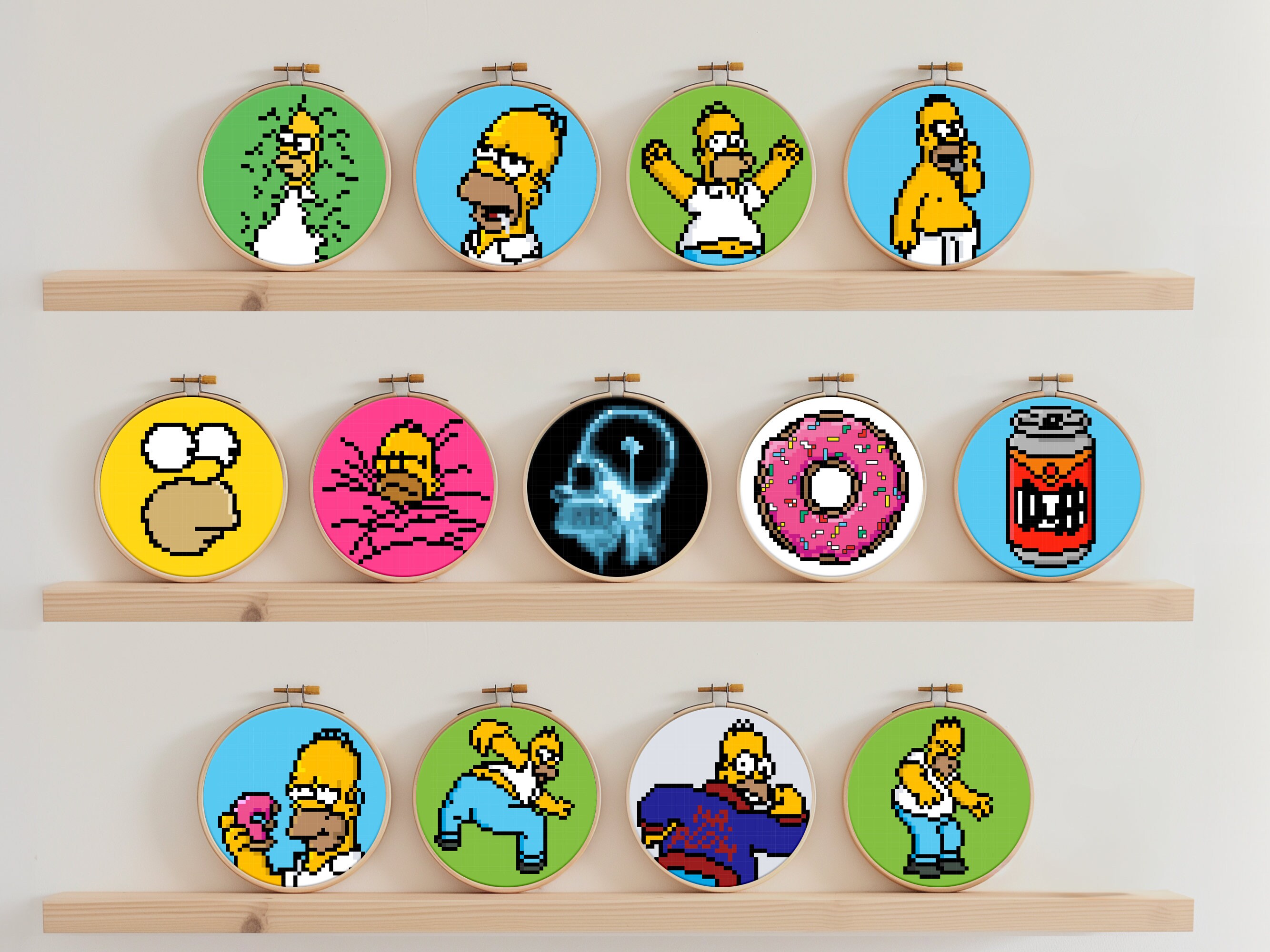 Homer Simpson Cross Stitch Patterns: Funny Meme DIY Embroidery (PDF ...