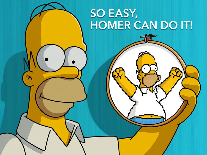 Homer Simpson WOOHOO! Cross Stitch Pattern: Easy DIY Needlework (PDF ...