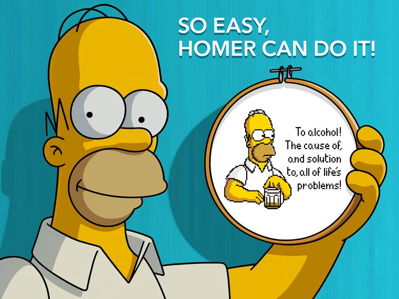 Homer Simpson Beer Quotes Cross Stitch Pattern: Funny Meme DIY (PDF ...