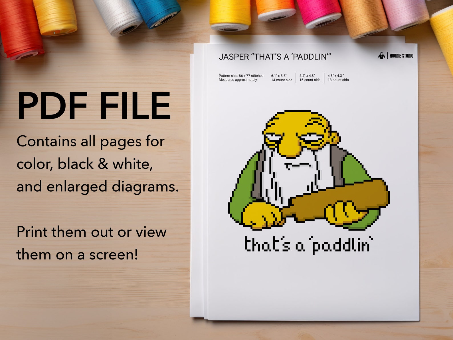 Simpsons Jasper Paddlin' Cross Stitch Pattern: Meme Needlework (PDF ...