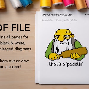 Simpsons Jasper Paddlin' Cross Stitch Pattern: Meme Needlework (PDF ...