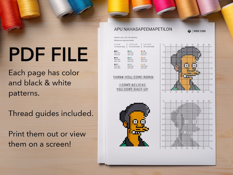 The Simpsons Characters 10 Mini Cross Stitch Patterns DIY Embroidery ...